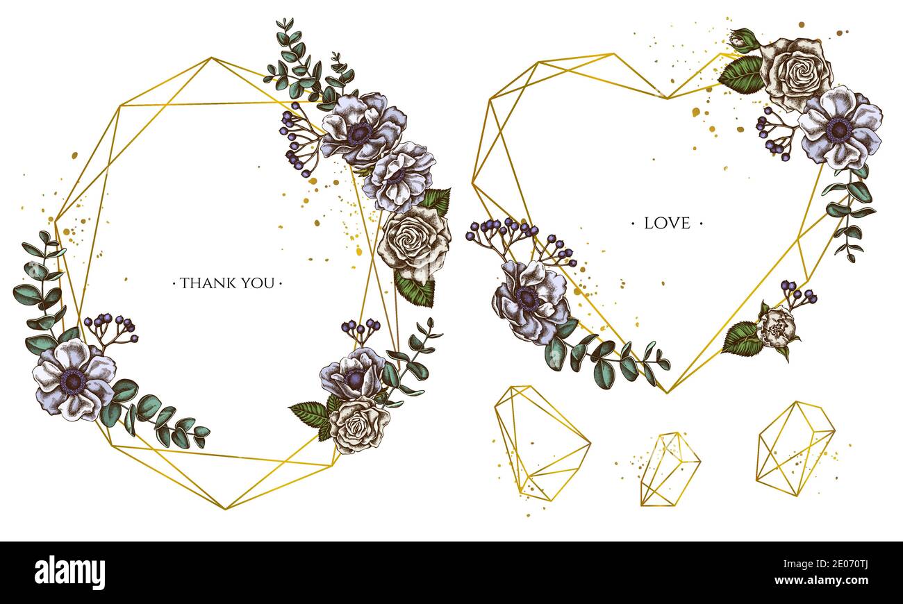 Golden frame red roses Cut Out Stock Images & Pictures - Alamy