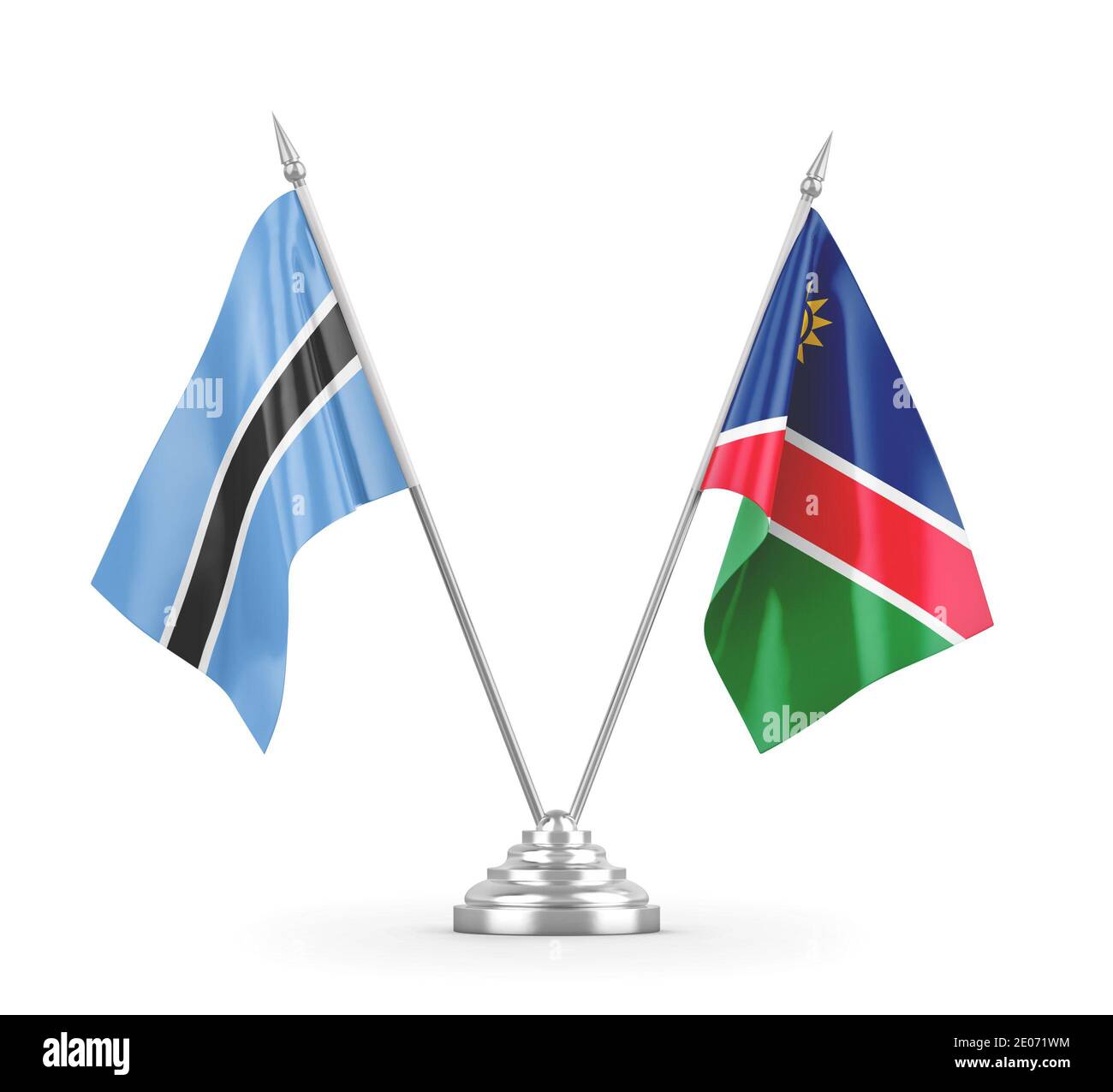 Namibia and Botswana table flags isolated on white background 3D ...