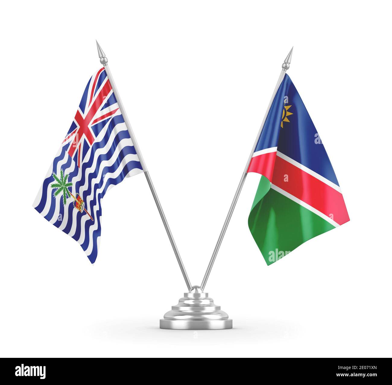 Namibia and British Indian Territory table flags isolated on white ...
