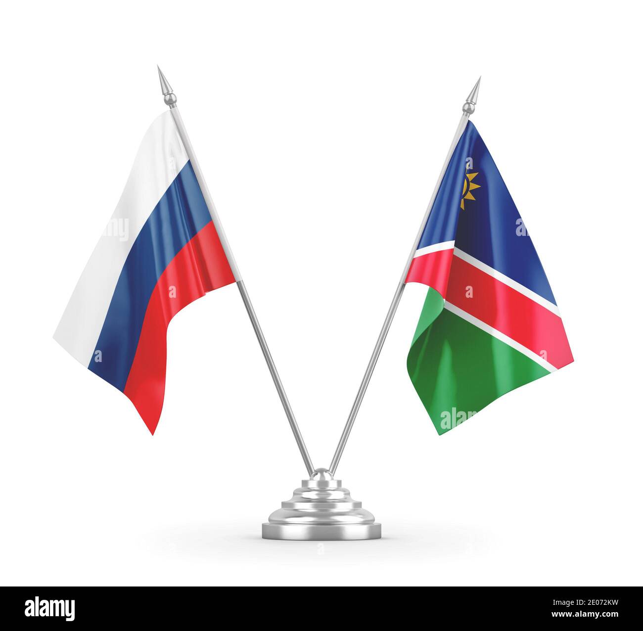 Namibia and Russia table flags isolated on white background 3D ...