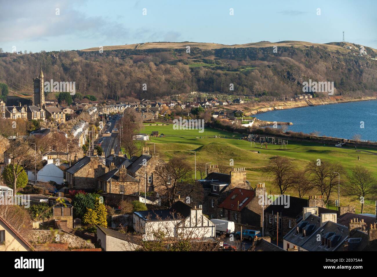 Burntisland Town Along The Fife Coastal Path Fife Scotland Stock Burntisland Town Along The Fife Coastal Path Fife Scotland Stock