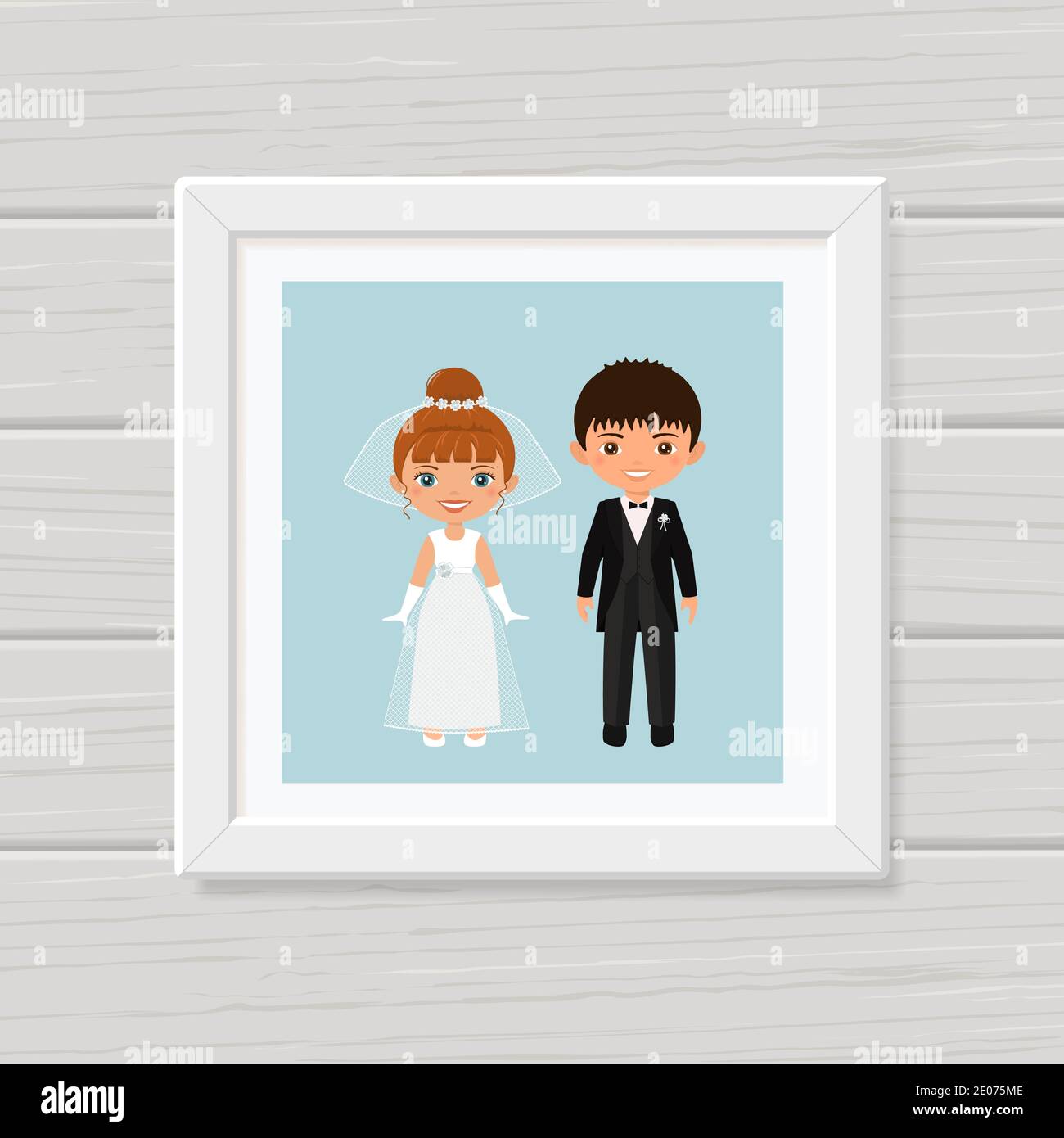 Wedding couple. Cute chibi characters groom and bride in wedding ...