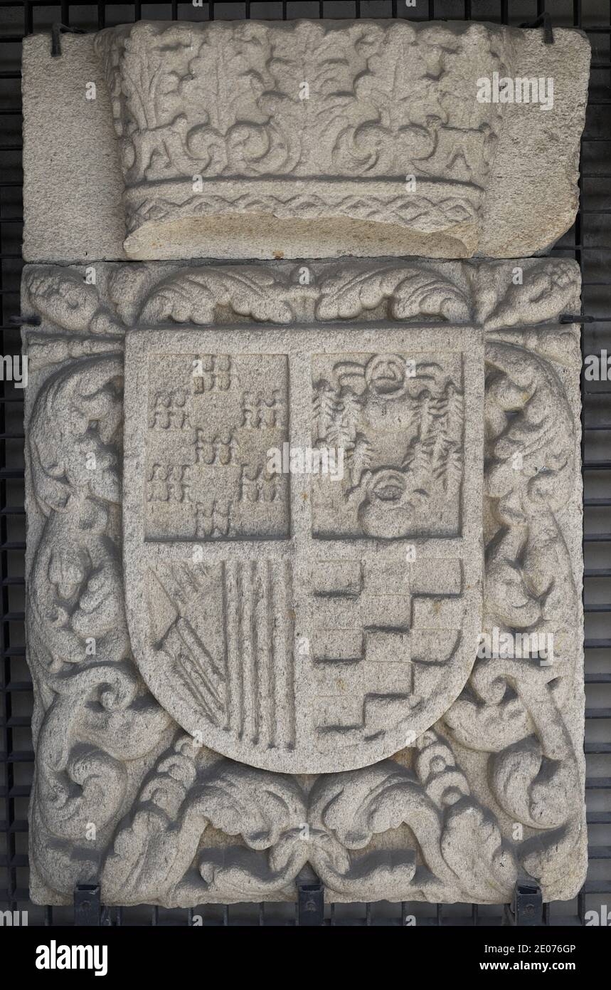 Baroque coat of arms of the Duke of Uceda, 17th century. From Tower of ...