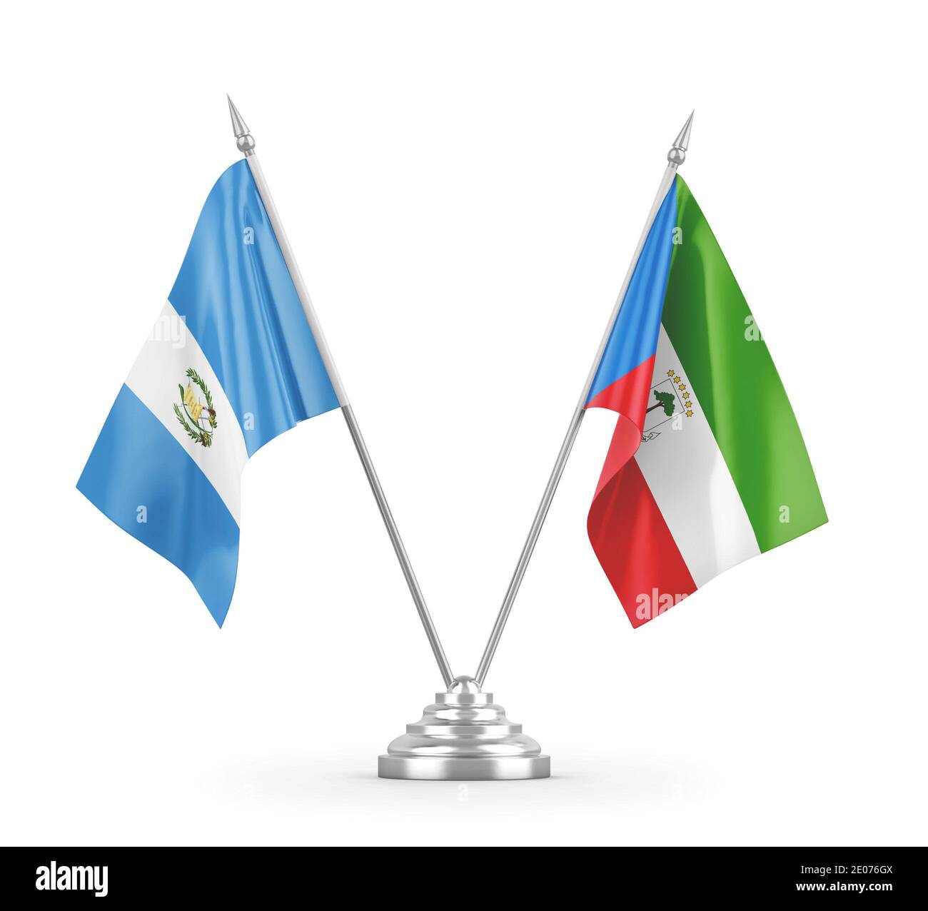 Equatorial Guinea and Guatemala table flags isolated on white ...