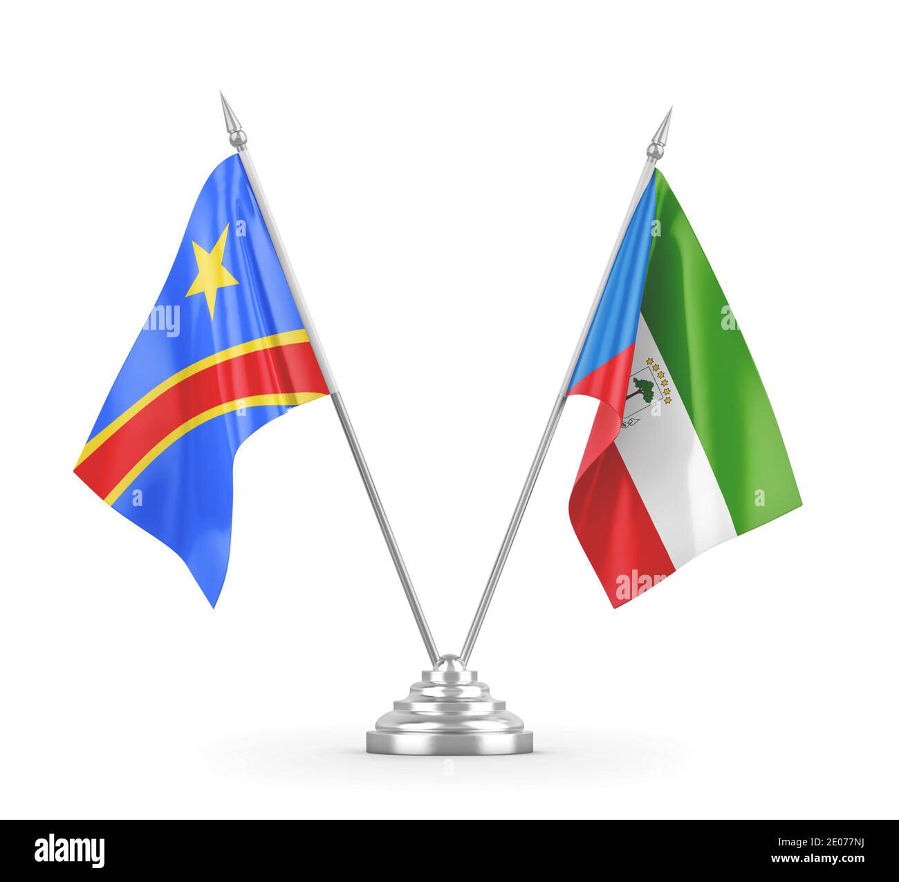 Equatorial Guinea and Congo Democratic Republic table flags isolated on ...
