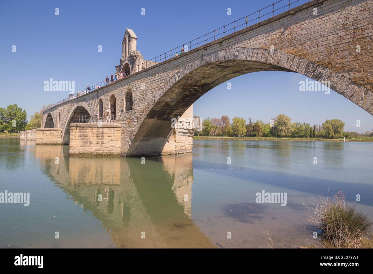 Pont d'Avignon, a famous medieval bridge across the Rhone river in the ...