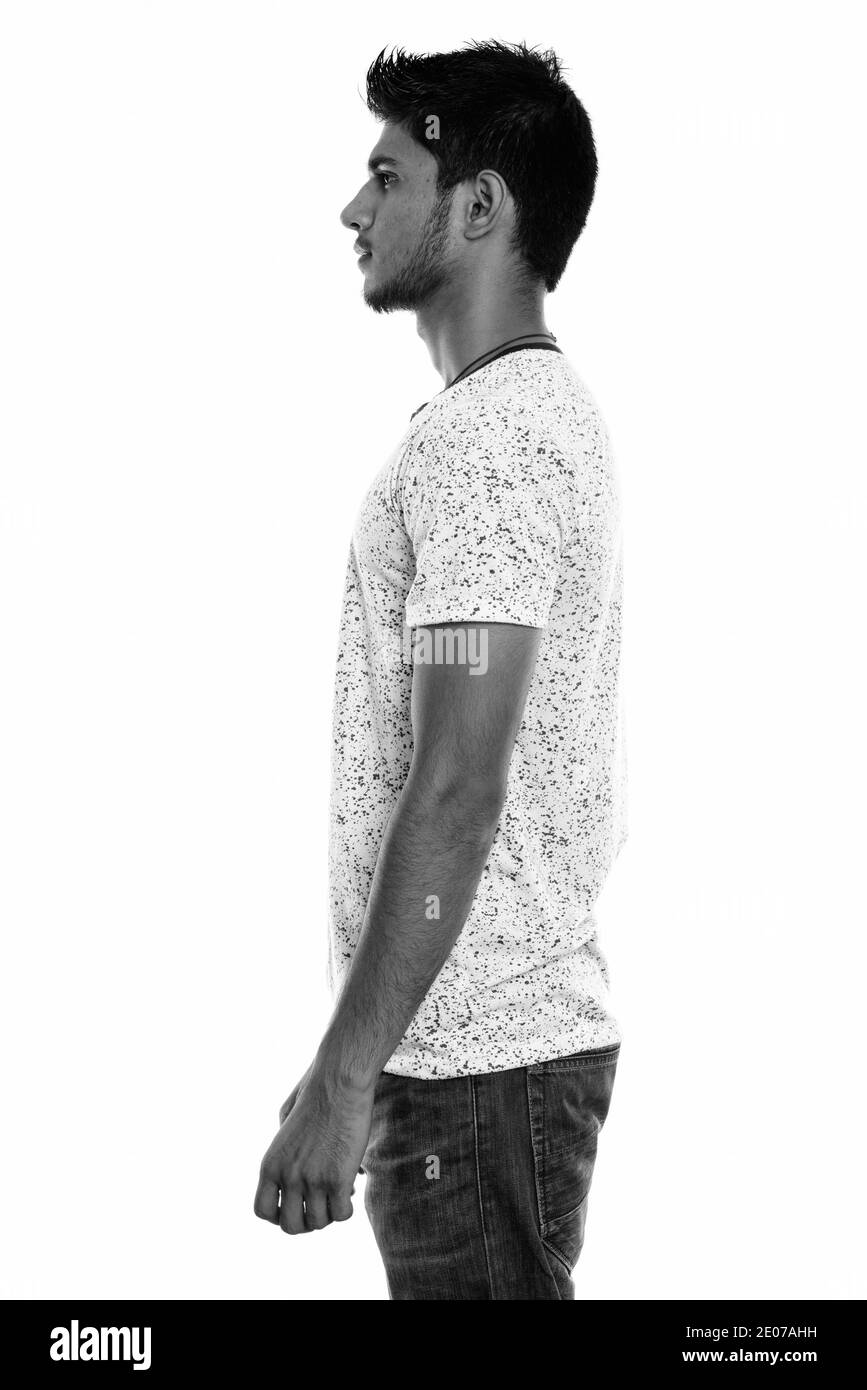 Man standing side view isolated Black and White Stock Photos & Images ...