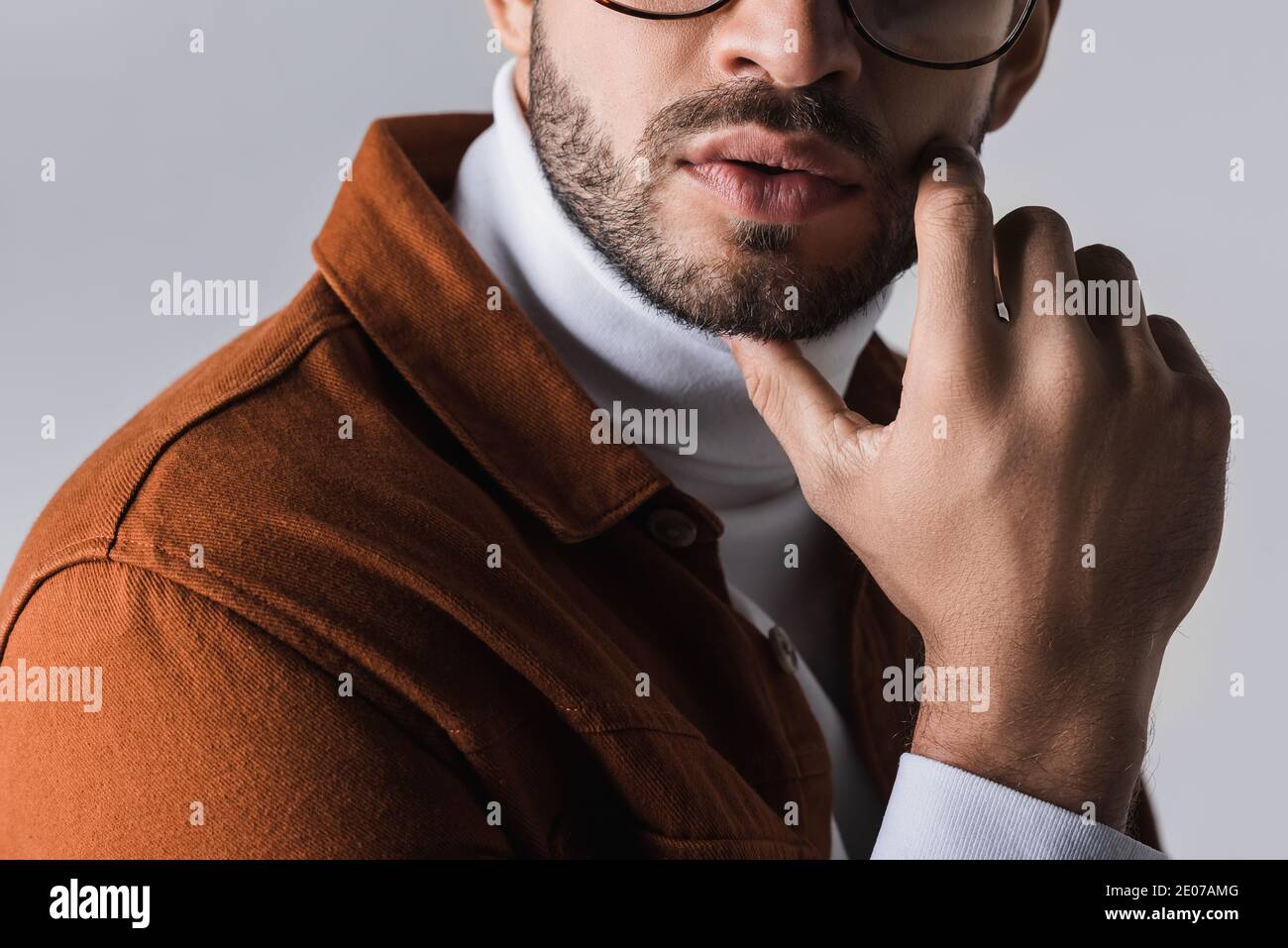 Man hand on cheek hi-res stock photography and images - Alamy