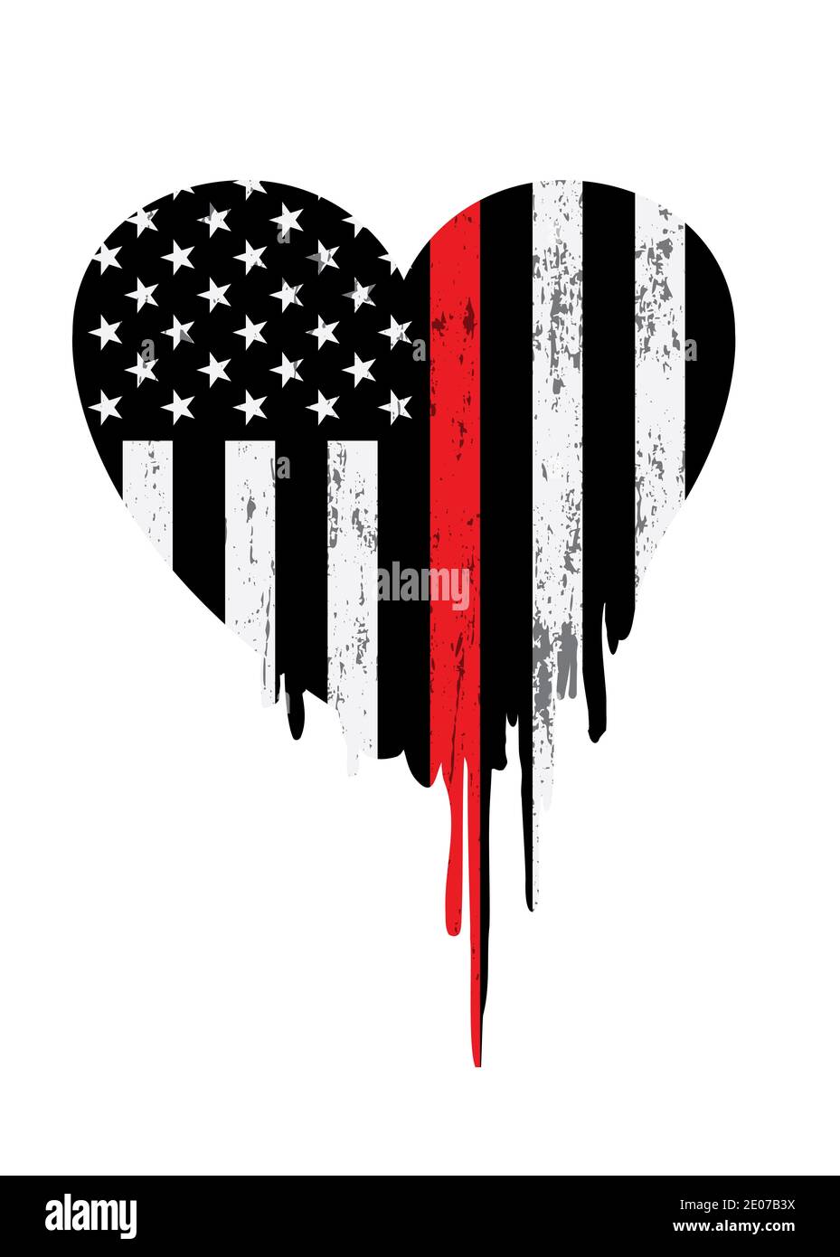 A bleeding heart concept firefighter support flag illustration Stock ...