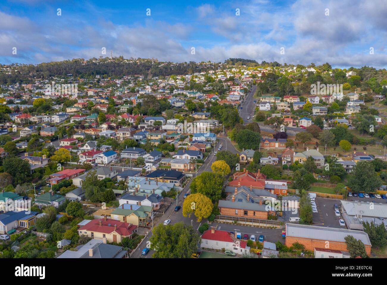 Aerial view of residential houses at Launceston, Tasmania Stock Photo ...
