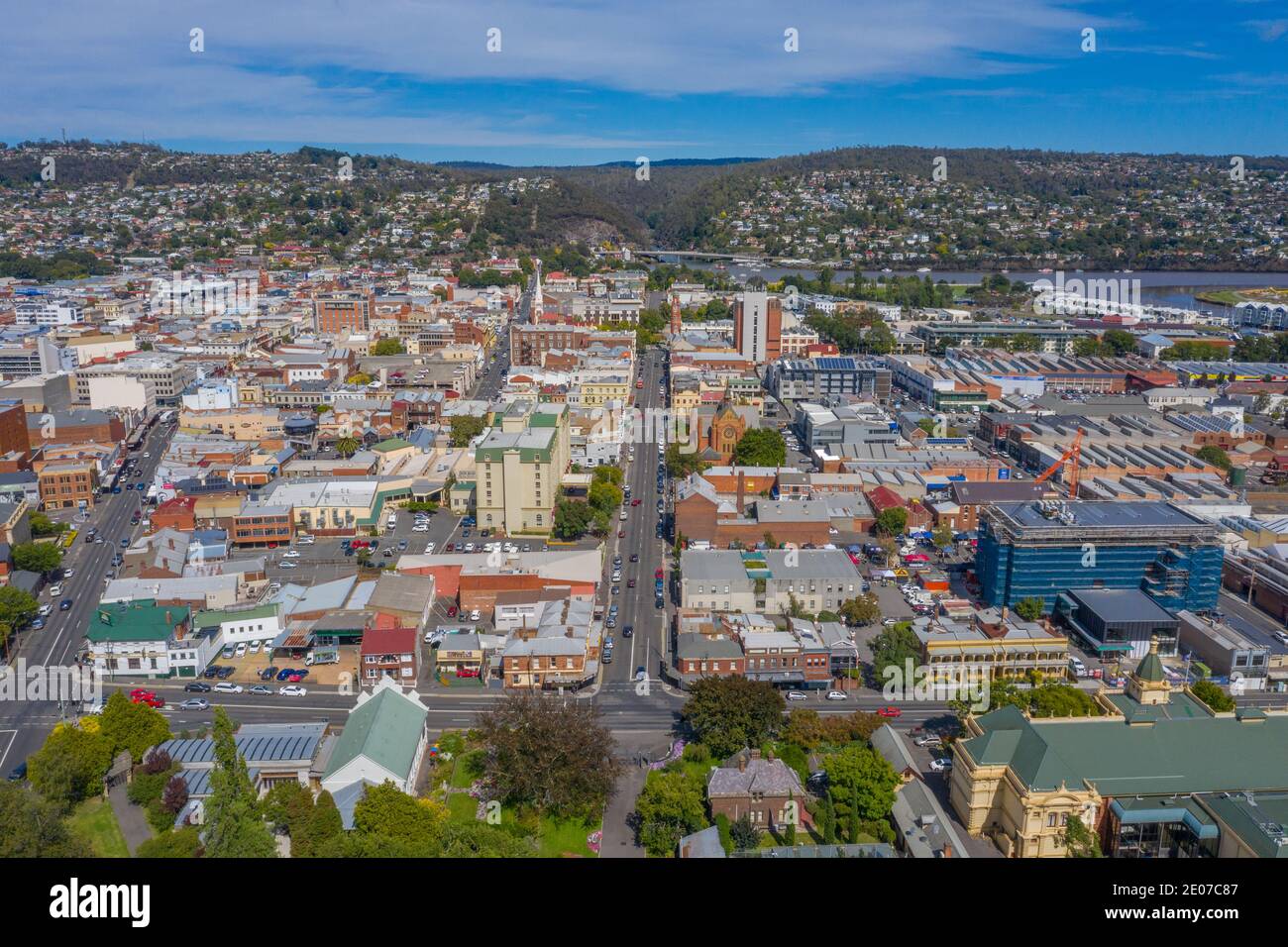 Aerial view of the city center of Launceston, Australia Stock Photo - Alamy