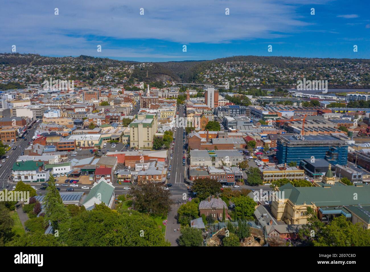 Aerial view of the city center of Launceston, Australia Stock Photo - Alamy