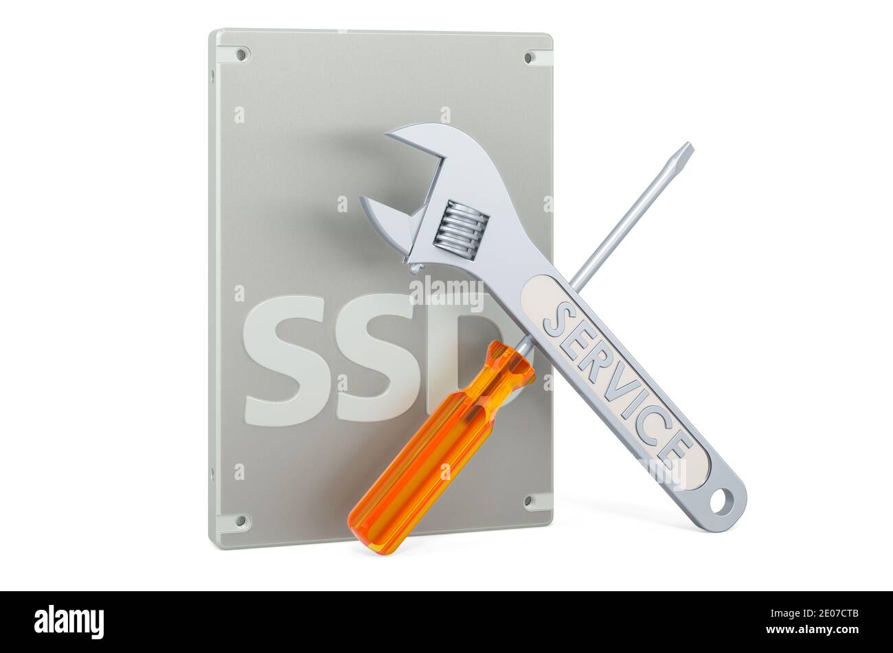 Service and repair of Solid state drive SSD, 3D rendering isolated on ...