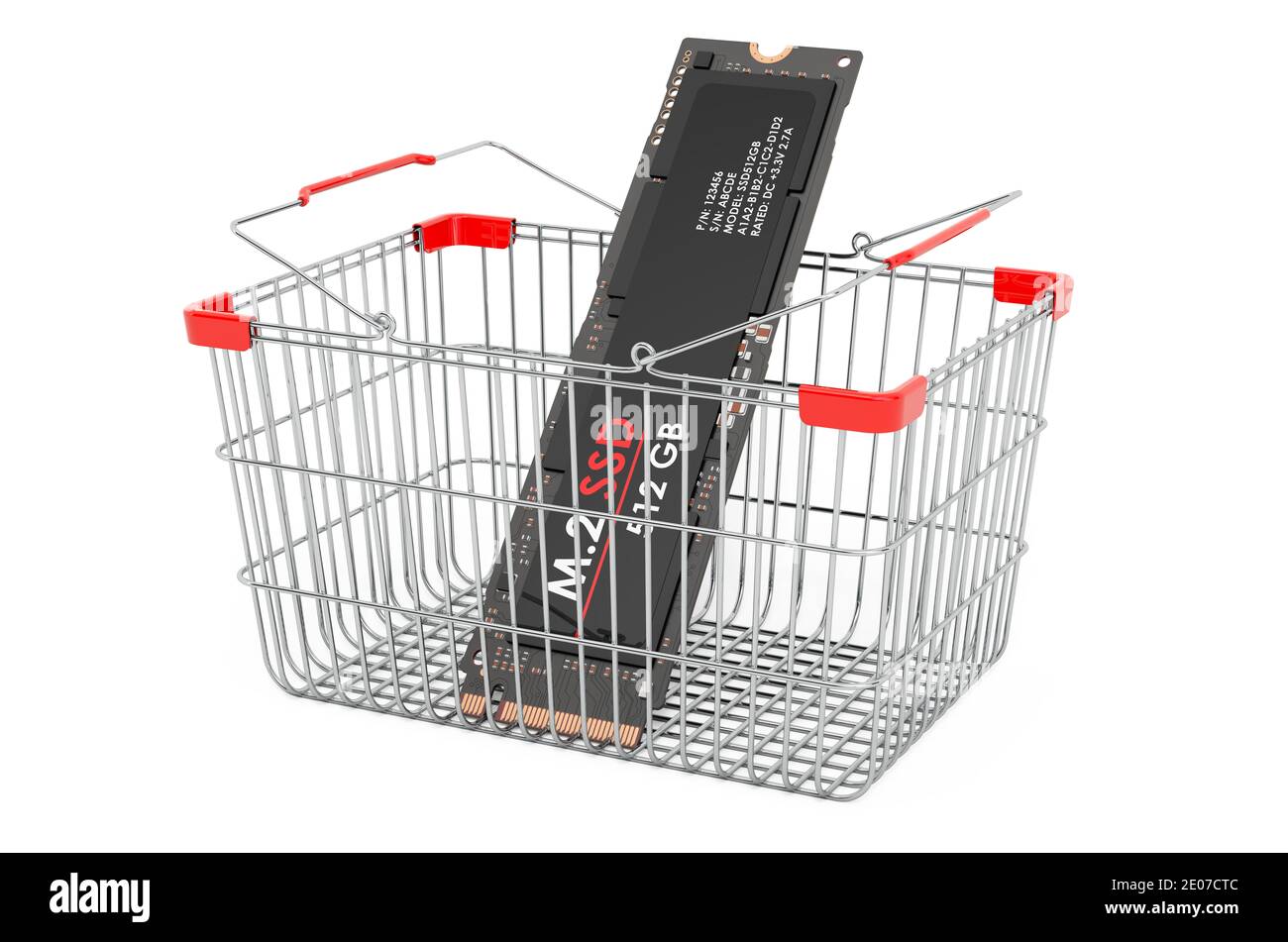 Shopping basket with M2 SSD, 3D rendering isolated on white background ...