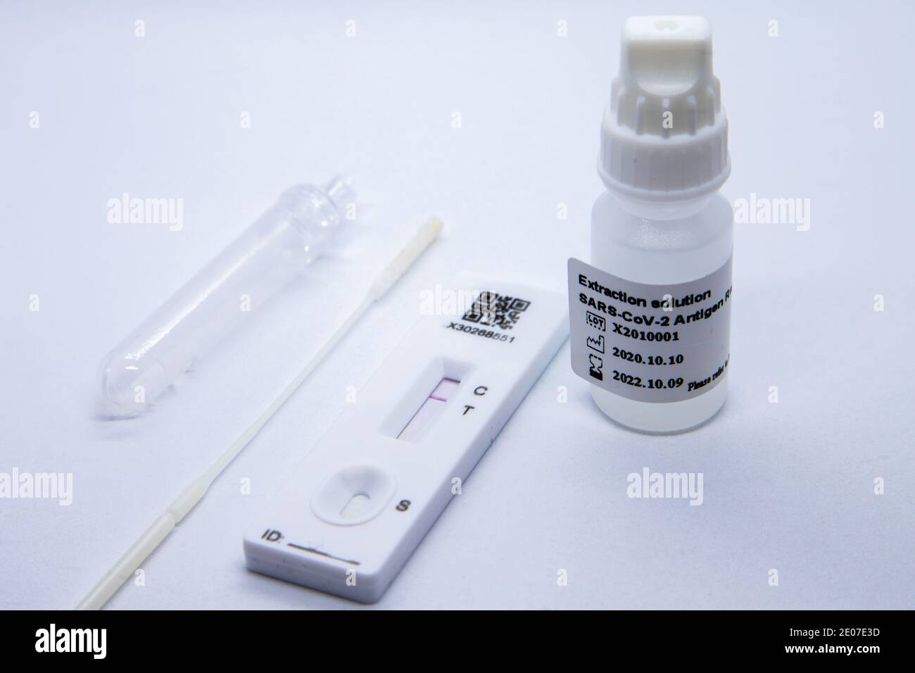 COVID-19 rapid lateral flow test showing a negative result Stock Photo ...