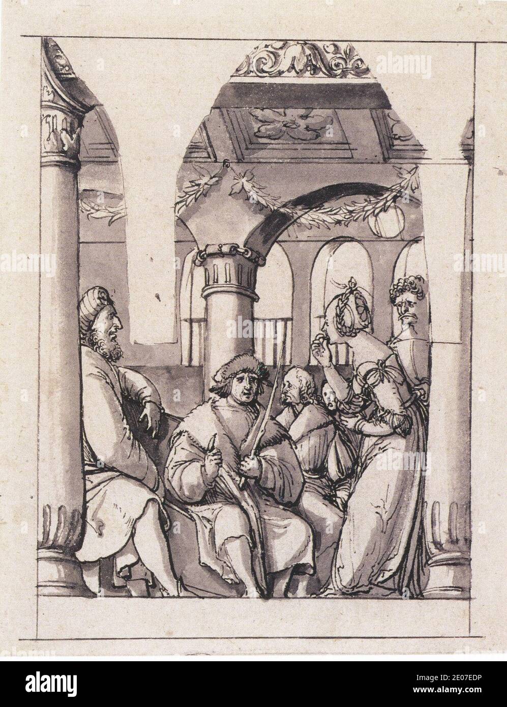 Leaina Before the Judges, by Hans Holbein the Younger Stock Photo - Alamy