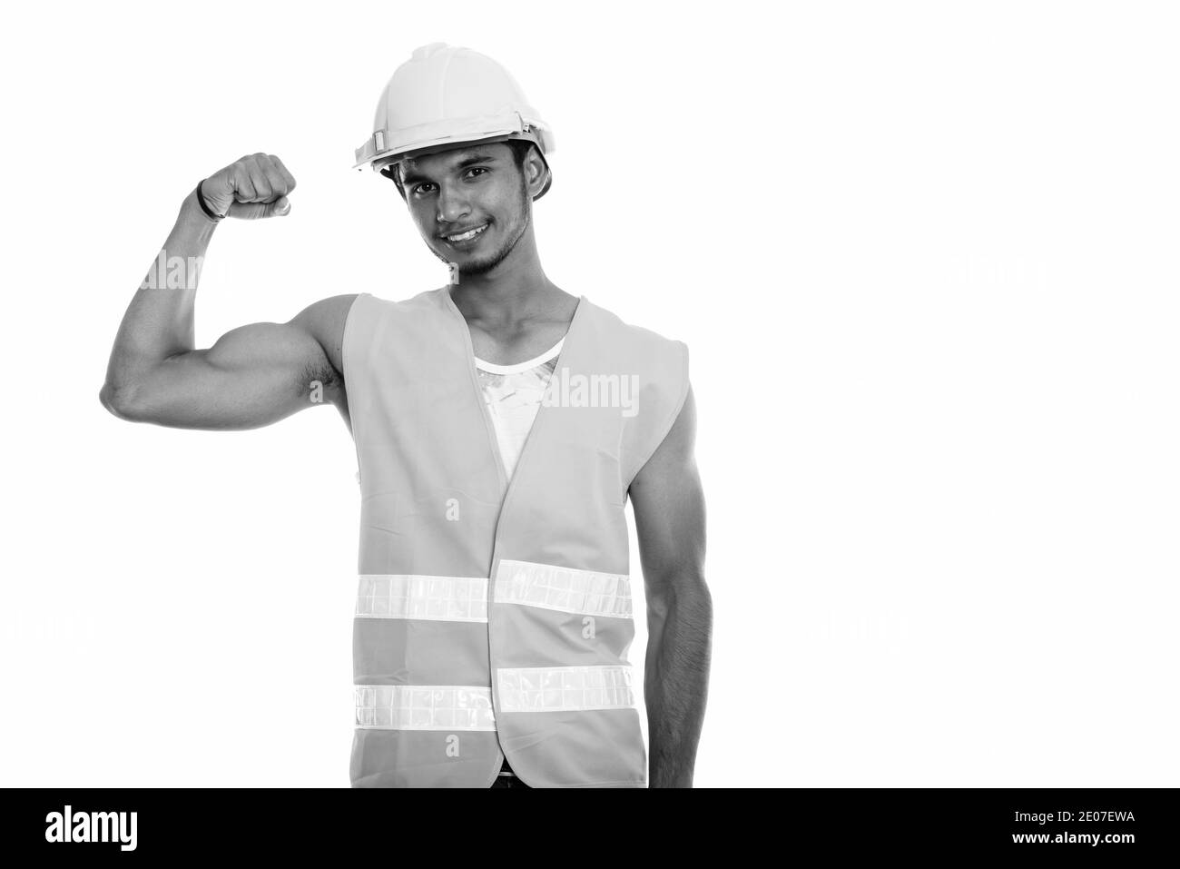 Man flexing biceps arm Black and White Stock Photos & Images - Alamy