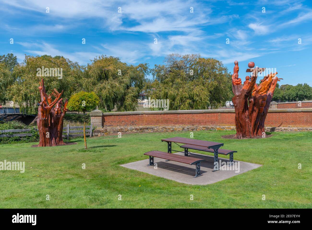 Red bridge in Campbell town in Tasmania, Australia Stock Photo - Alamy