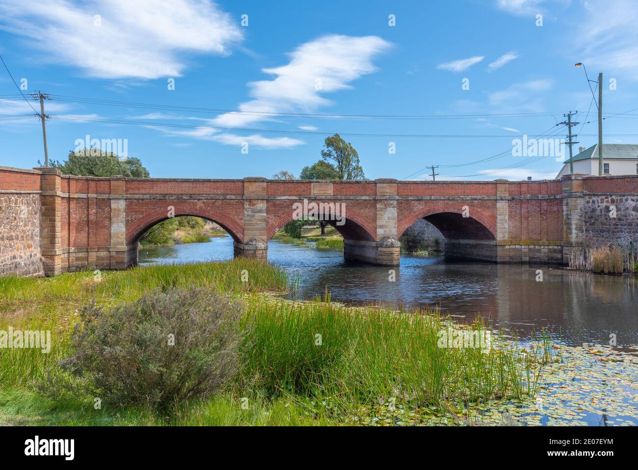 Red bridge in Campbell town in Tasmania, Australia Stock Photo - Alamy