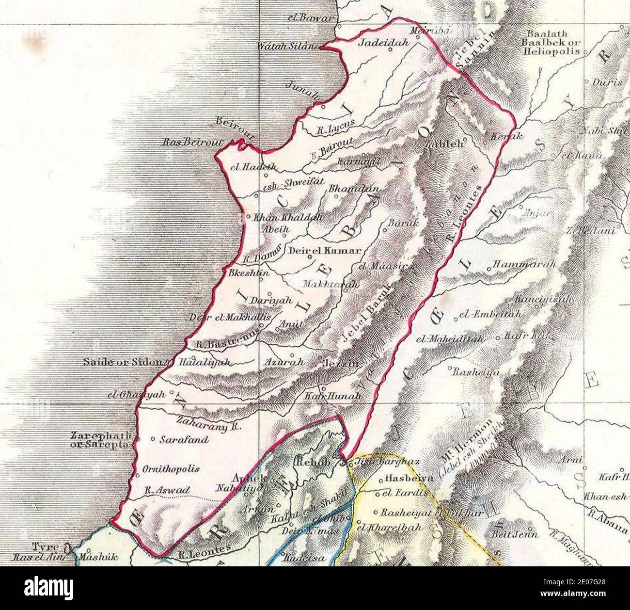 Lebanon. 1852 Philip Map of Palestine - Israel - Holy Land ...