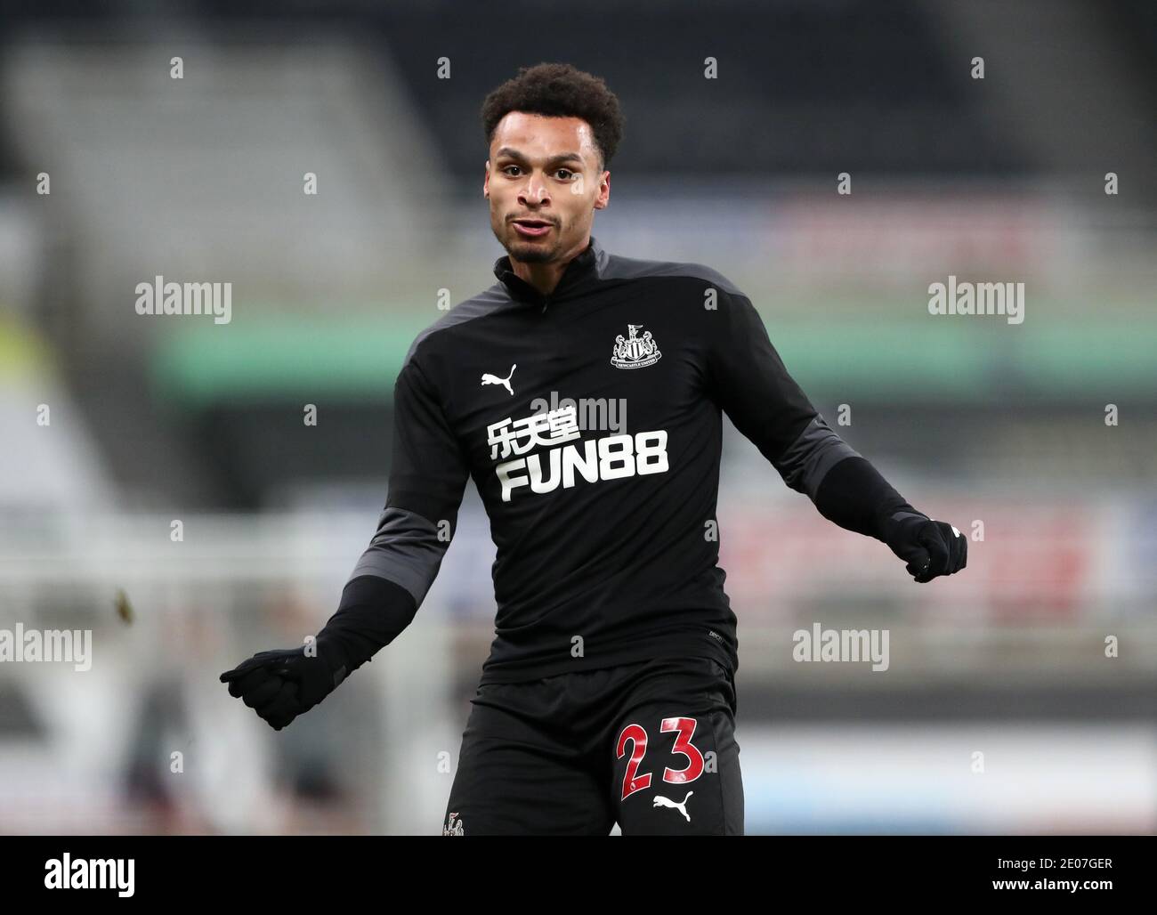 Newcastle United's Jacob Murphy warming up before the Premier League ...