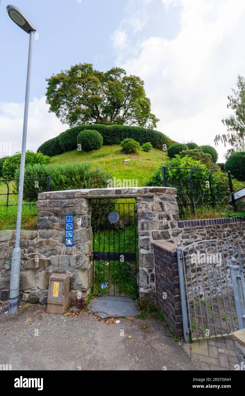 Bala; UK: Sep 20, 2020: The medieval castle mound known as Tomen y Bala ...