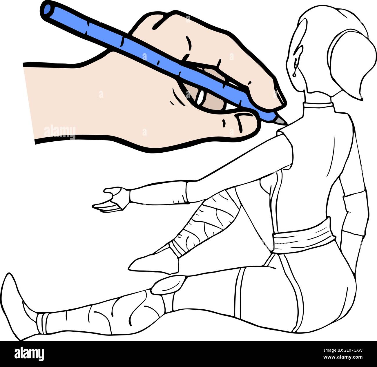 Woman drawing pencil Stock Vector Images - Alamy