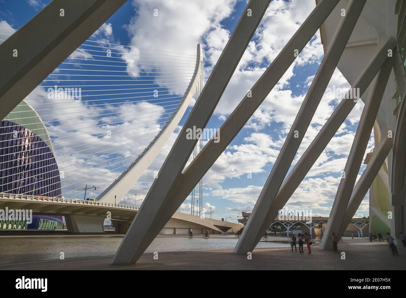 The modern architecture of the City of Arts and Sciences on a bright ...