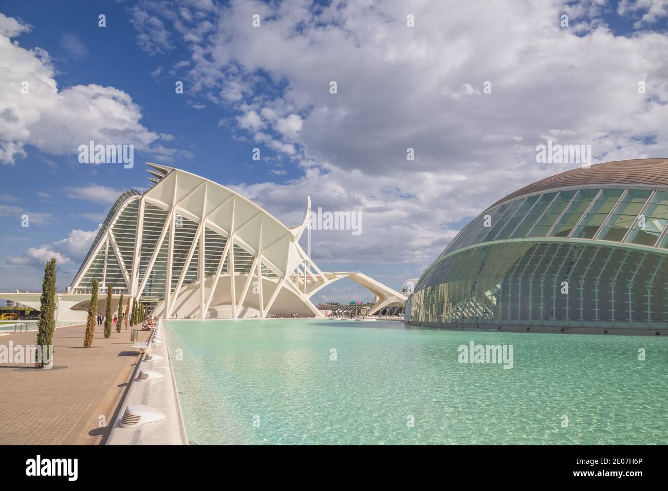 The modern architecture of the City of Arts and Sciences on a bright ...
