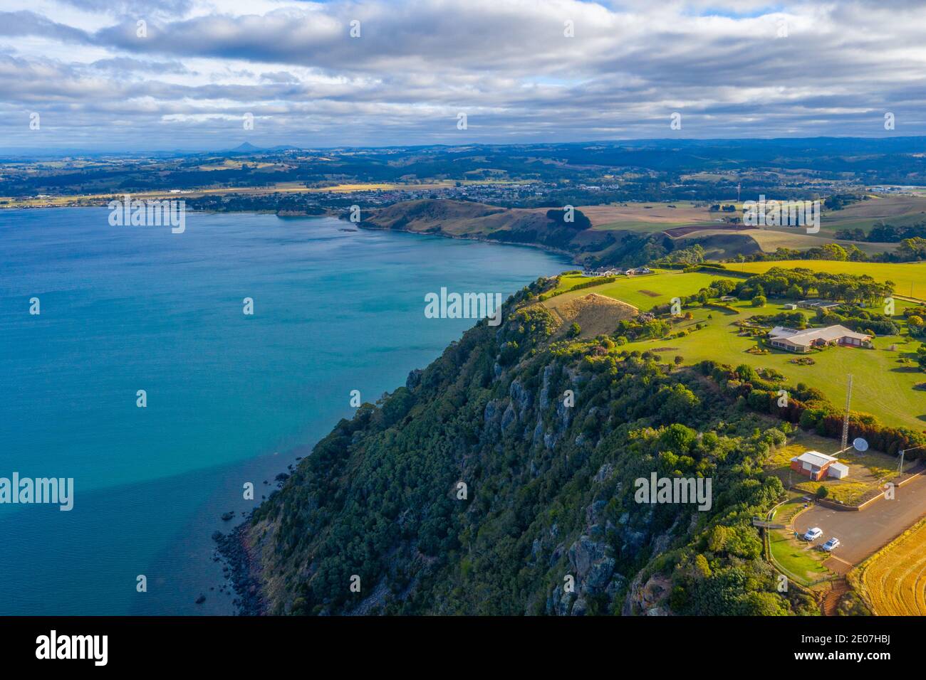 Aerial view of coastline of Tasmania near Wynyard, Australia Stock ...