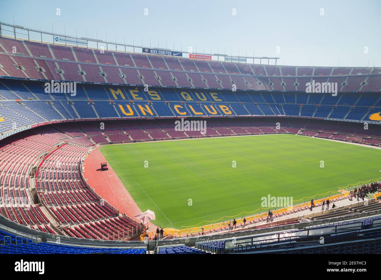 Barcelona, Spain - April 14 2015: An empty Camp Nou stadium the home ...