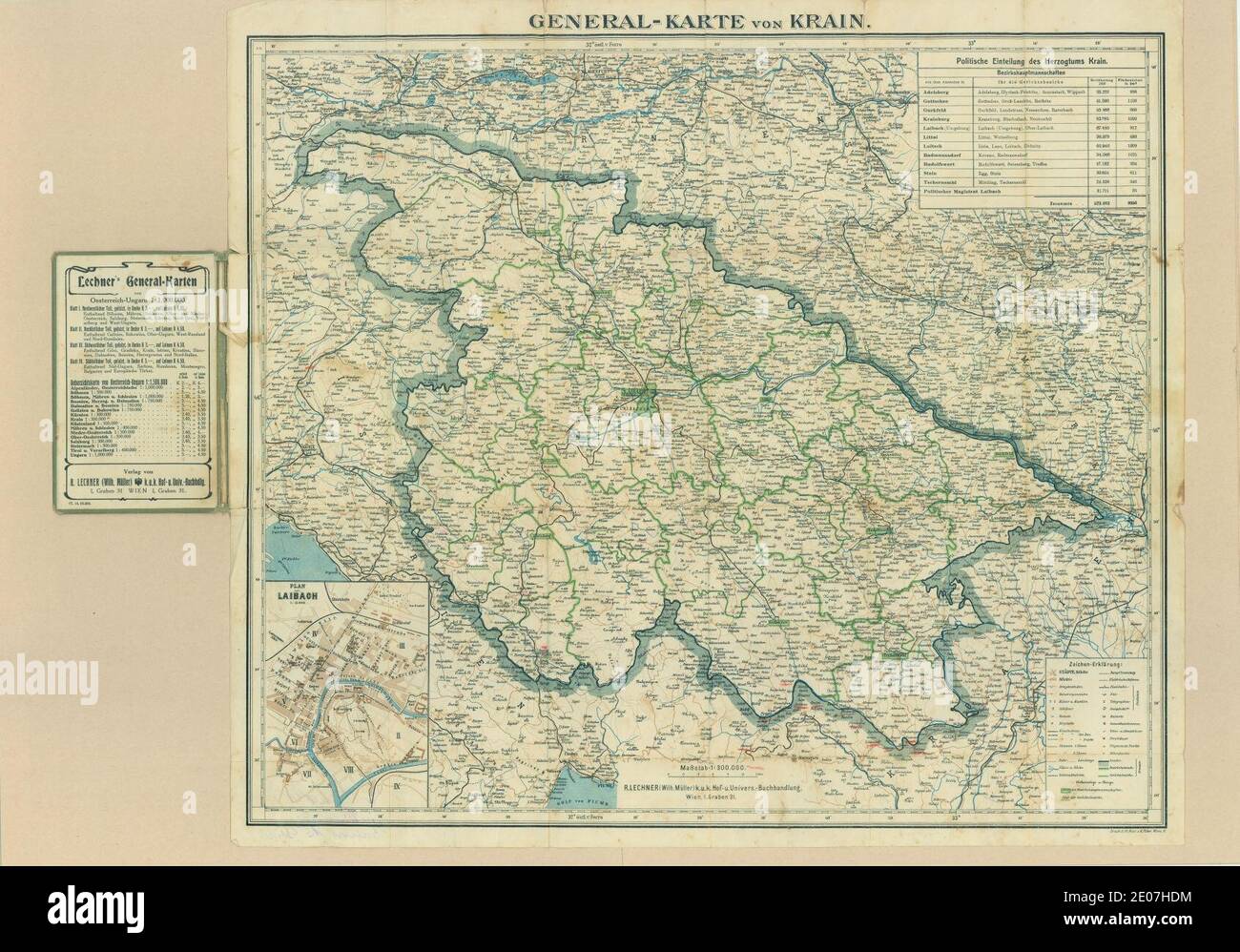 Lechner's General-Karte von Krain 1910 Stock Photo - Alamy