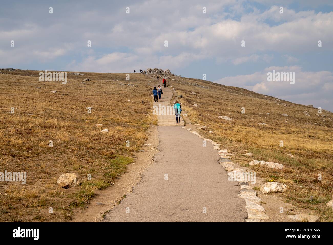 Colorado, USA - September 18, 2020: Hikers climb Alpine Ridge Trail ...