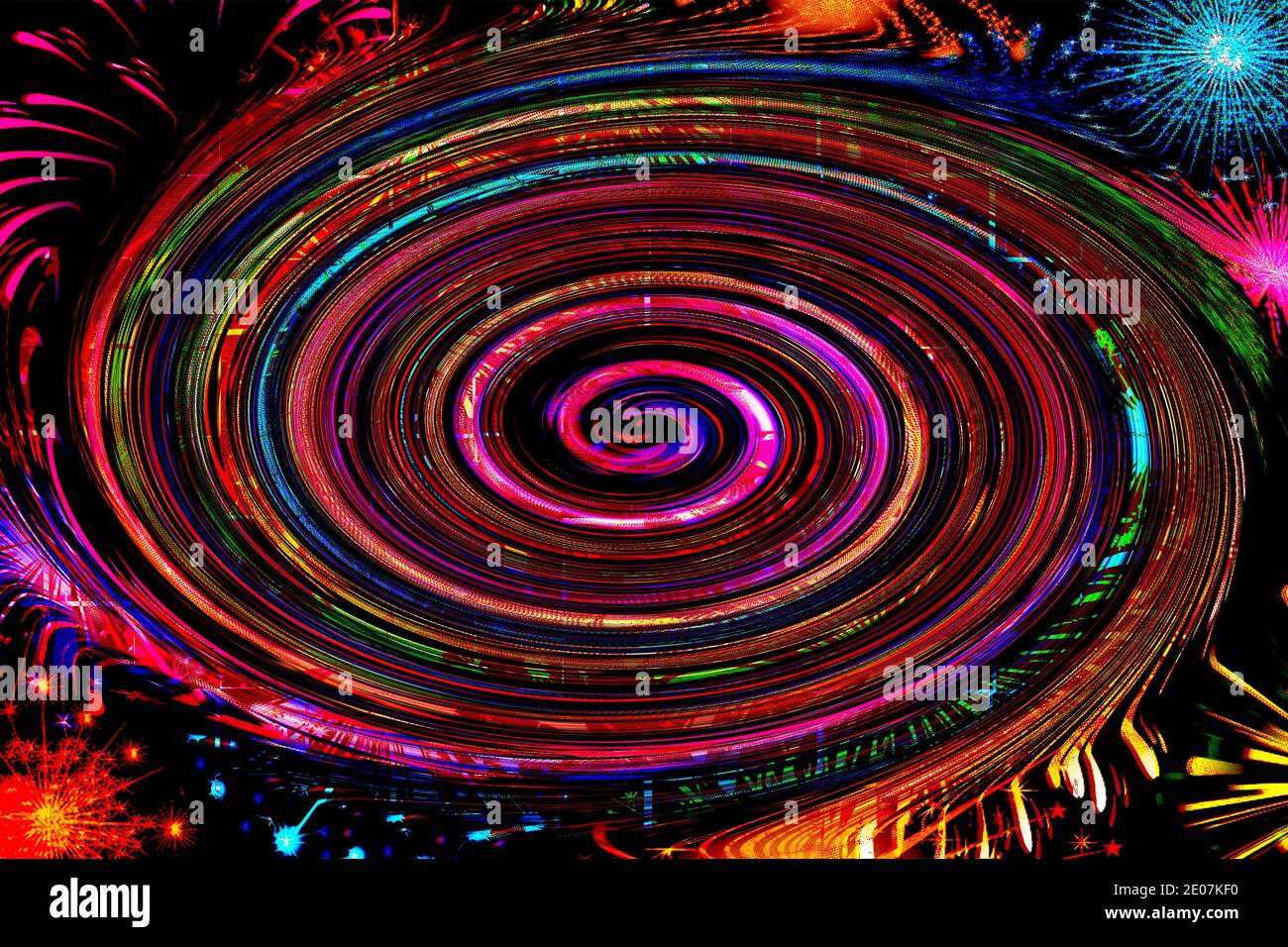 abstract image in the shape of a spiral of multiple colors that give ...