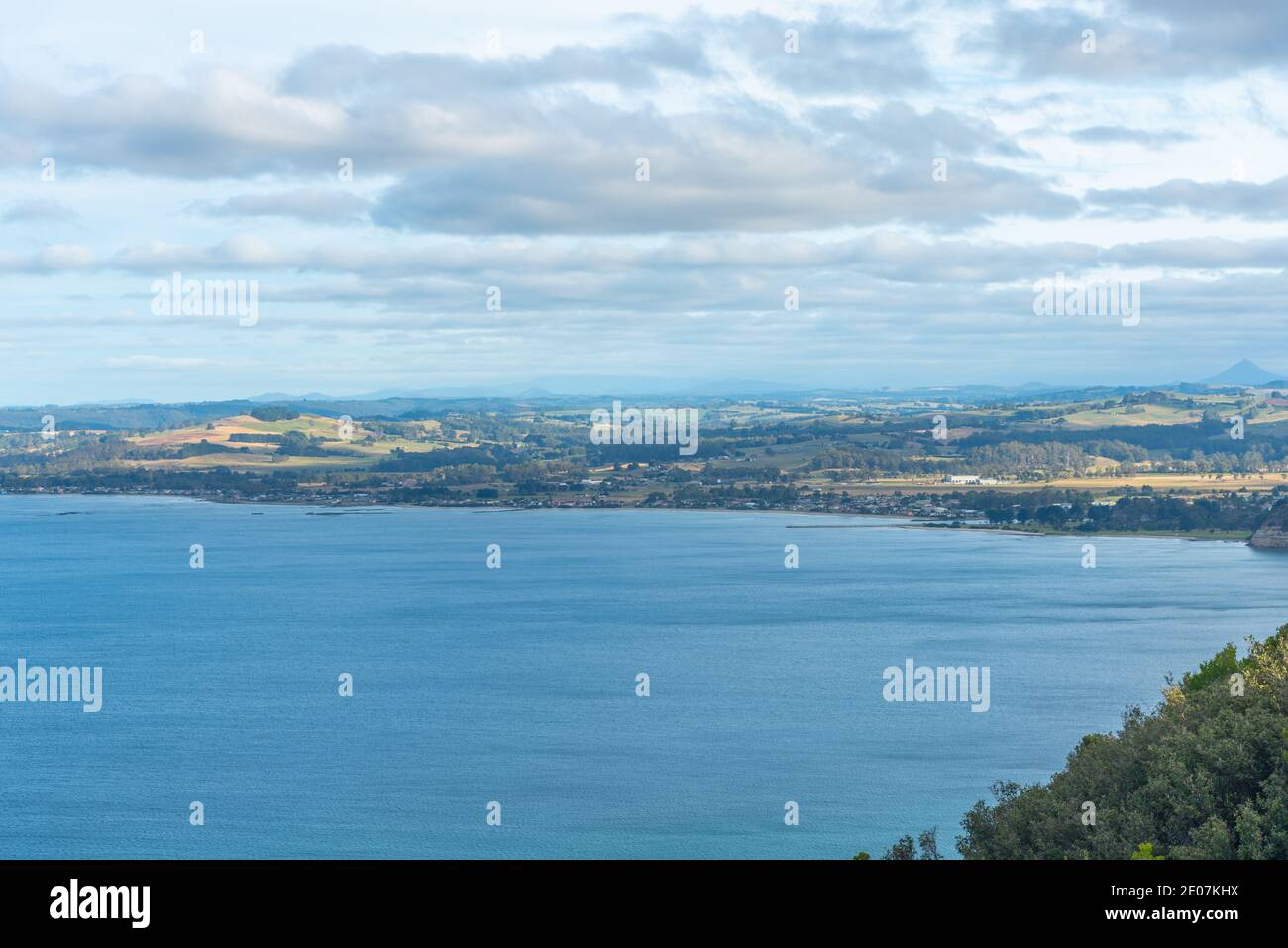 Aerial view of coastline of Tasmania near Wynyard, Australia Stock ...