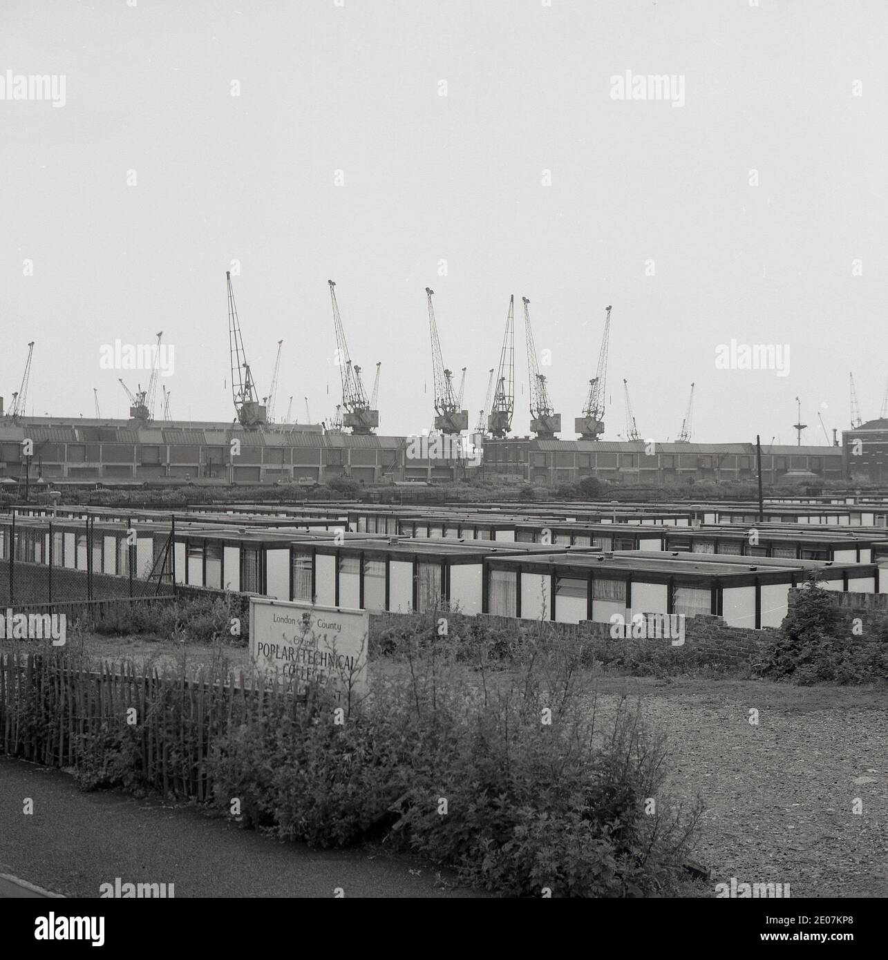 Late 1950s, historical picture showing some of the temporary single ...