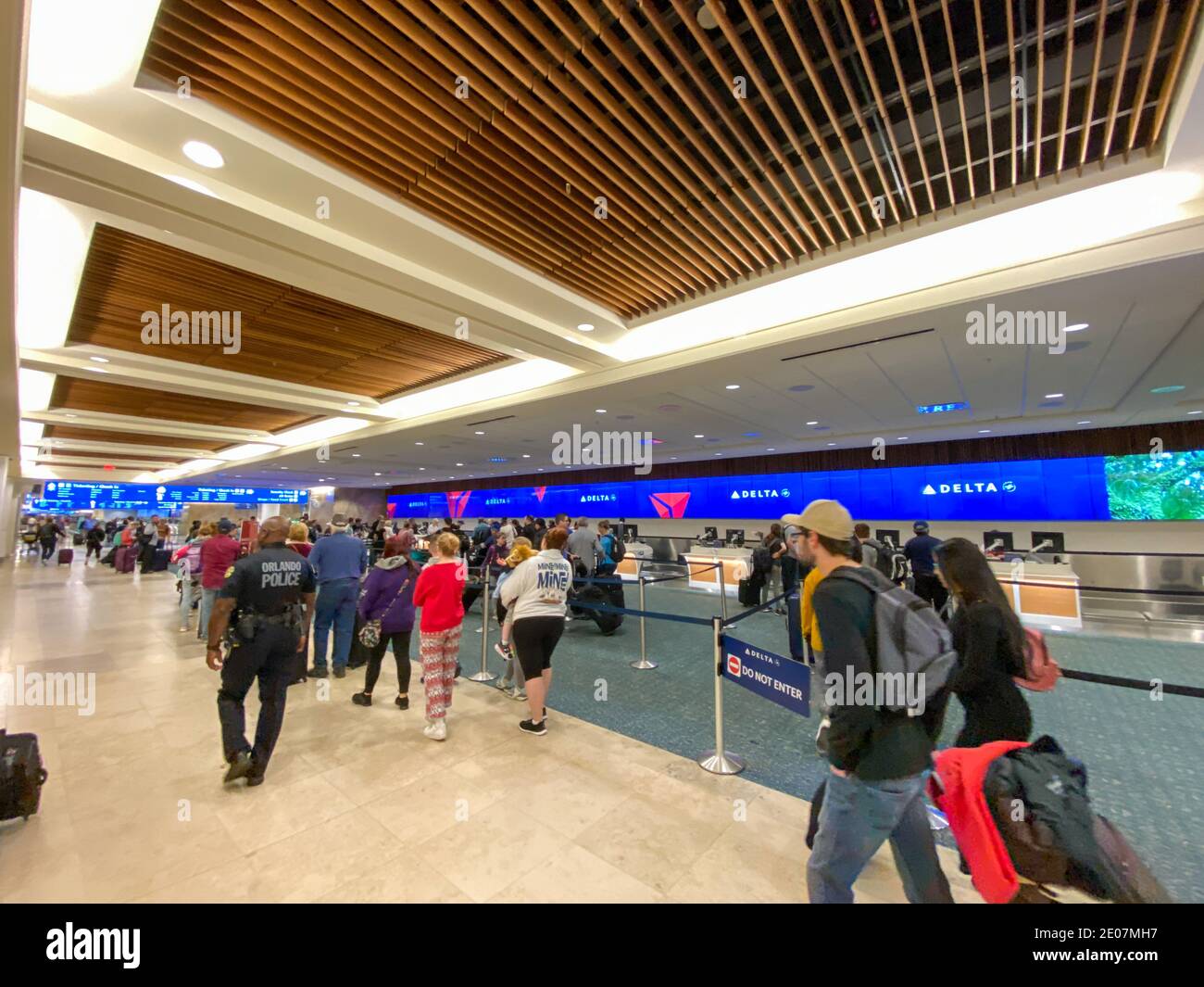 Orlando, FL USA - February 19, 2020: Blurred passengers as they walk by ...