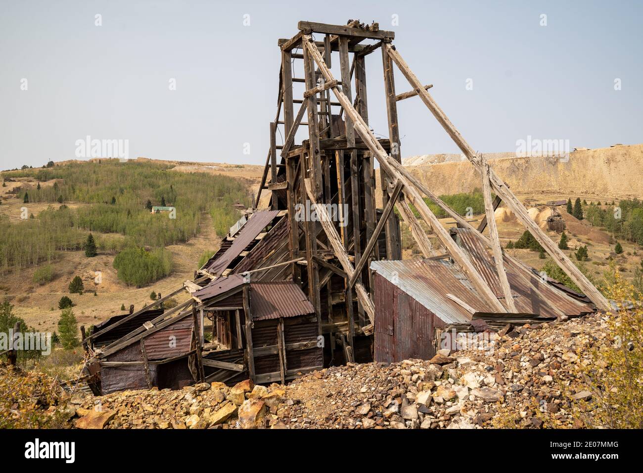 Abandoned mining structure building near Victor and Goldfield Colorado ...