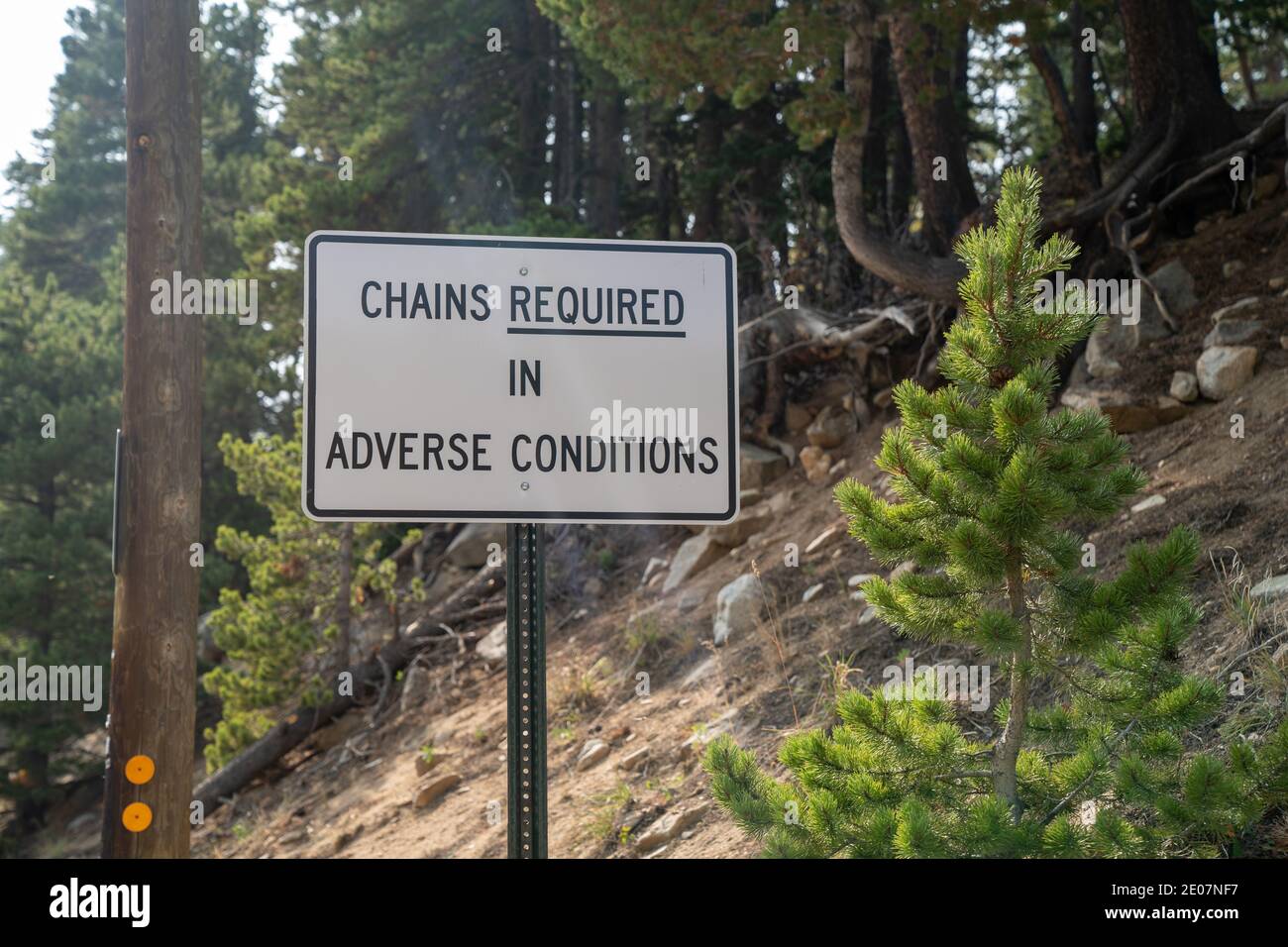 Sign - tire chains required in adverse conditions in winter snow ...