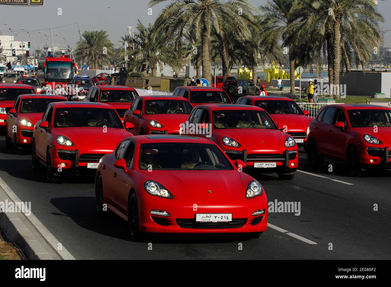 Porsche Police cars rolling down the street , during celebration of ...