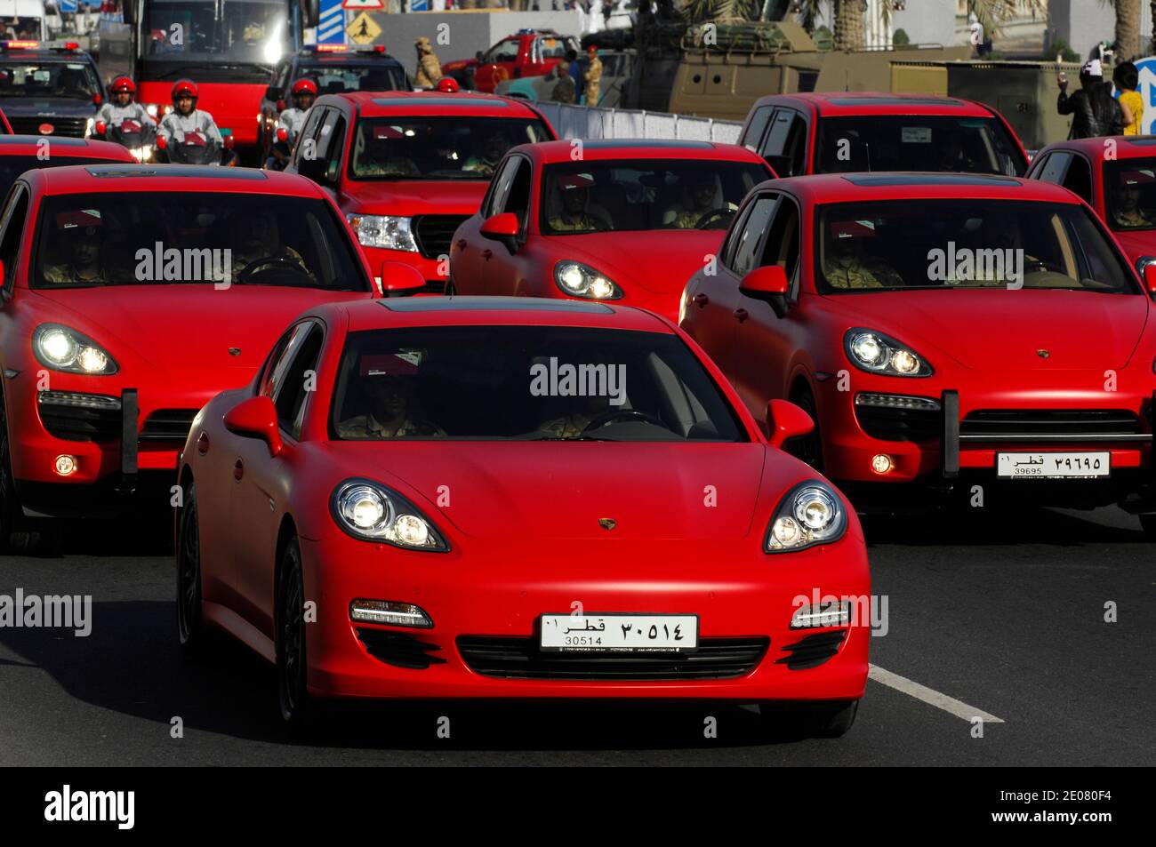 Porsche Police cars rolling down the street , during celebration of ...