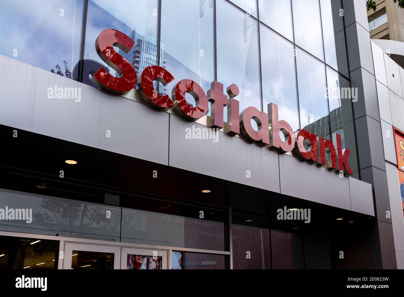 Toronto, Canada - October 24, 2019: Scotiabank sign in Toronto, Canada ...