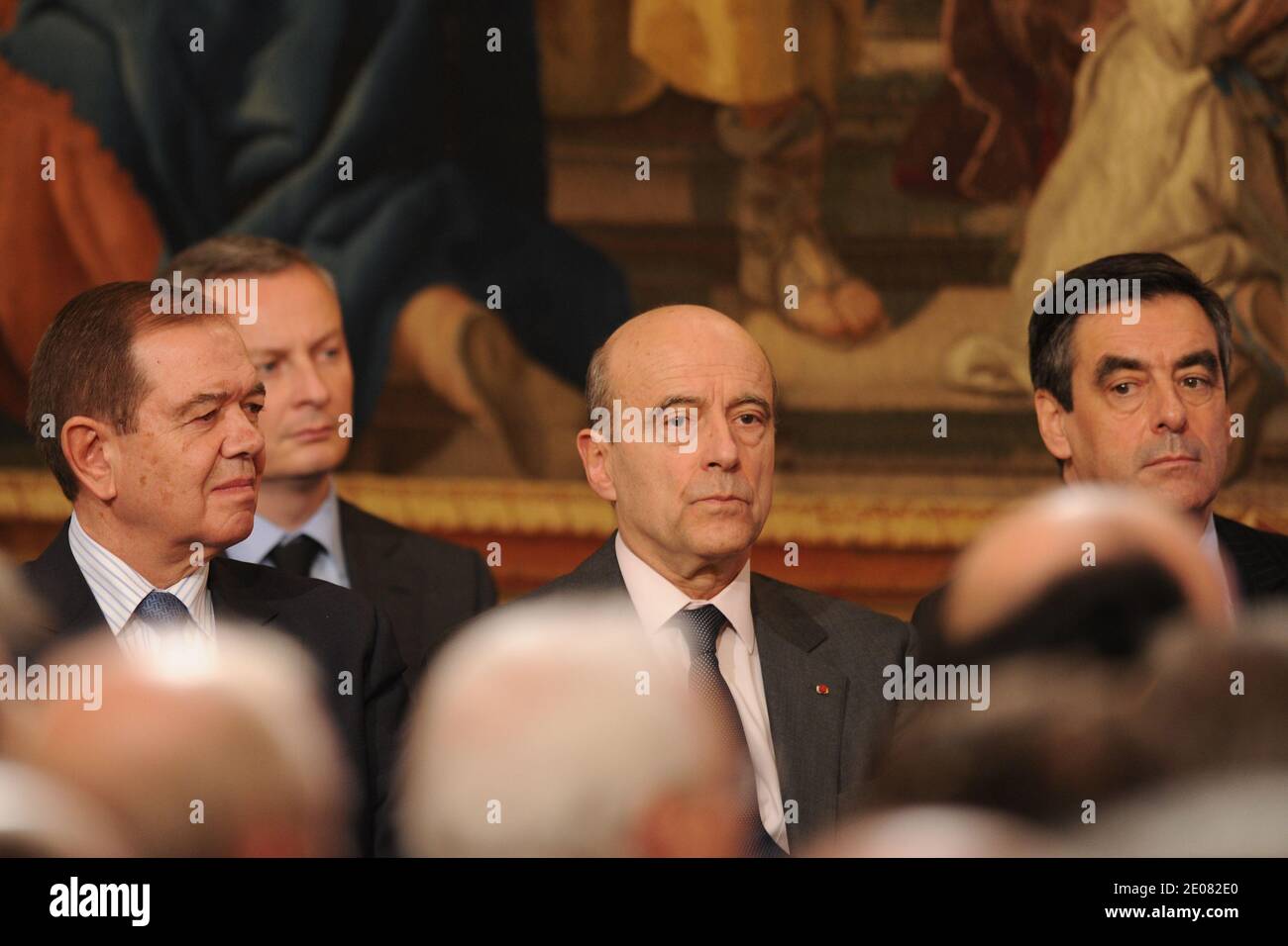 Patrick Ollier, Bruno Le Maire, Alain Juppe and Francois Fillon are ...