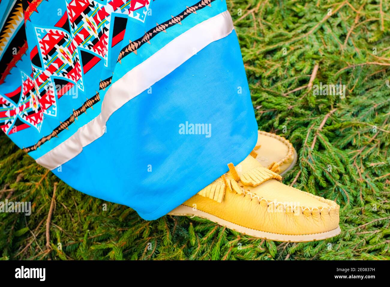 Traditional native moccasins and skirt, First Nations, Canada Stock ...