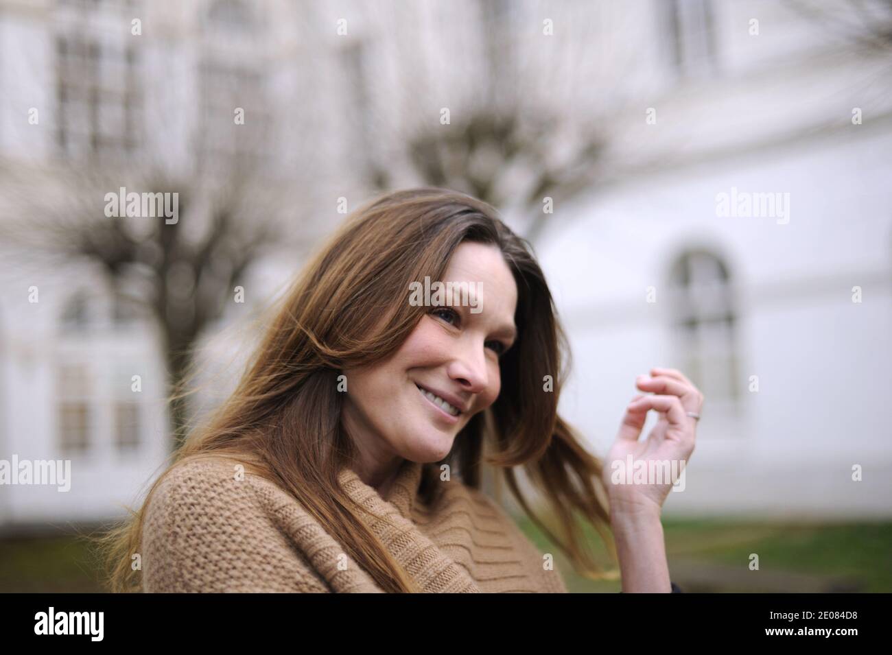 French First Lady Carla Bruni-Sarkozy is seen during her visit at ...