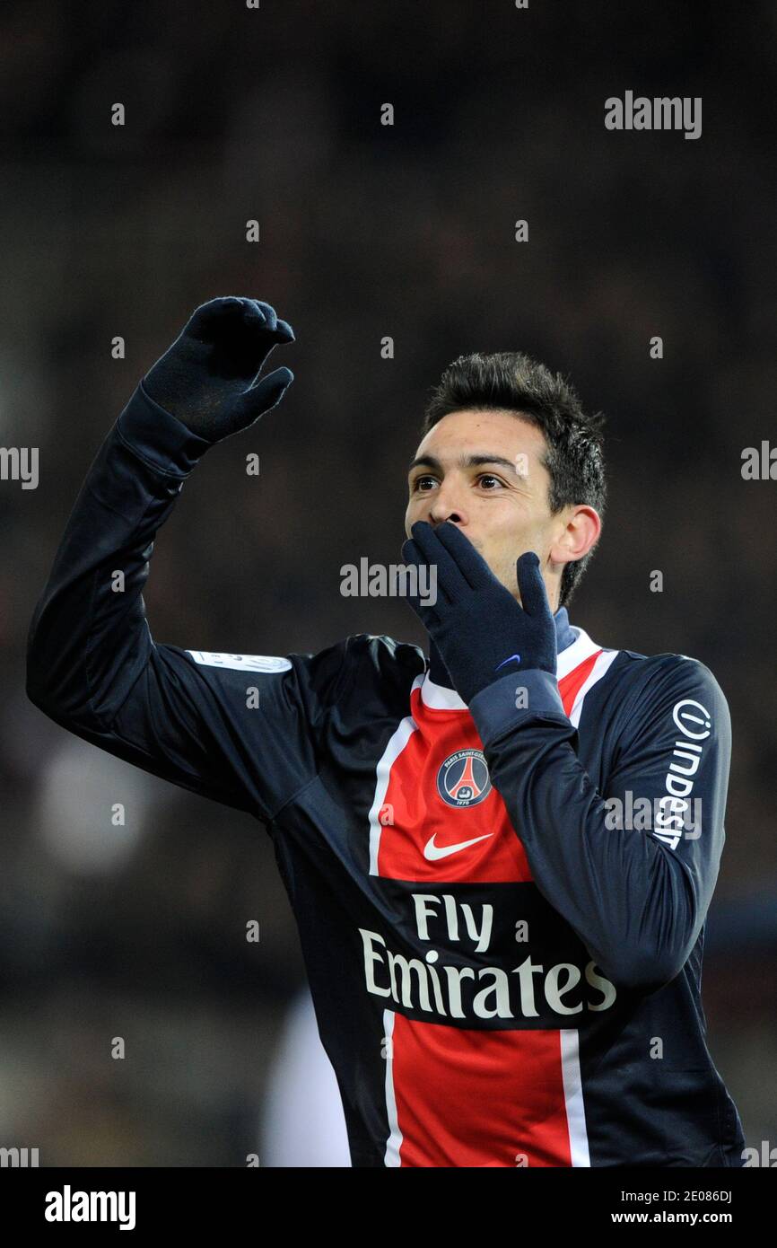 PSG's Javier Pastore celebrates after scoring the 2-0 goal during the ...