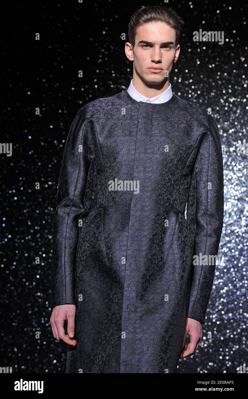 A model displays a creation designed by Nicola Formichetti for Thierry ...