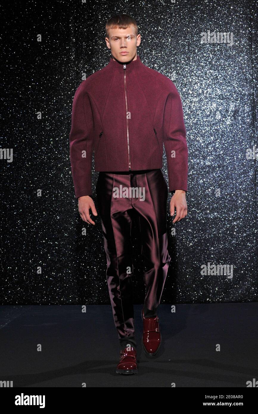 A model displays a creation designed by Nicola Formichetti for Thierry ...