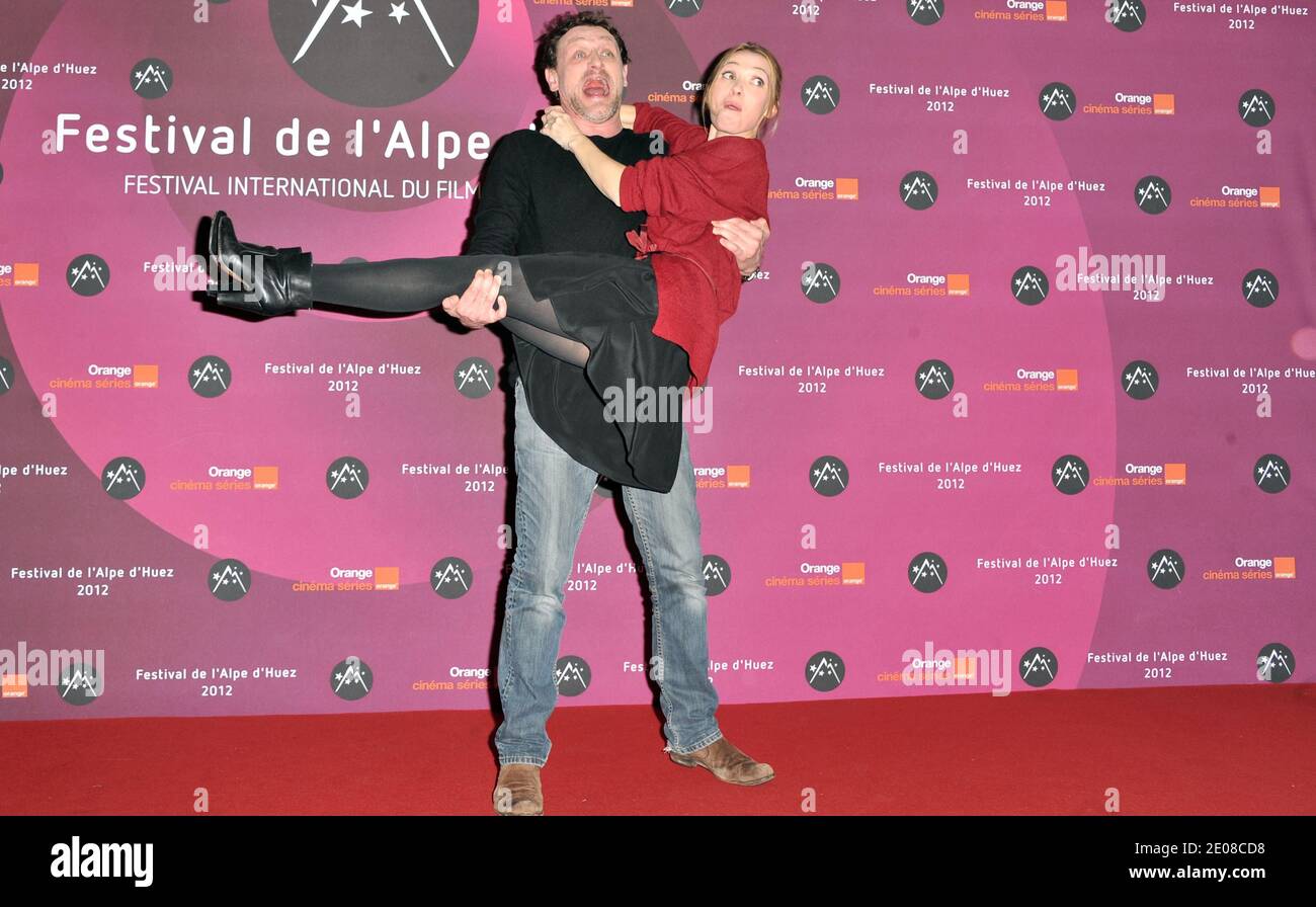 Francois Xavier Demaison and Anne Marvin posing at 'Il Etait Une Fois ...