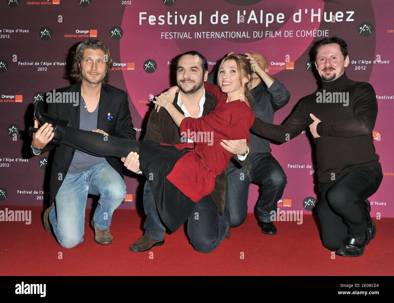 Francois Xavier Demaison and Anne Marvin posing at 'Il Etait Une Fois ...